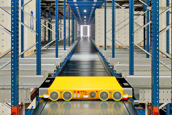 Automatisches Paletten-Shuttle-System 3D - Mecalux.de